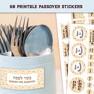 Kosher for Passover Stickers-60 Passover Icons - Printable Stickers for ...