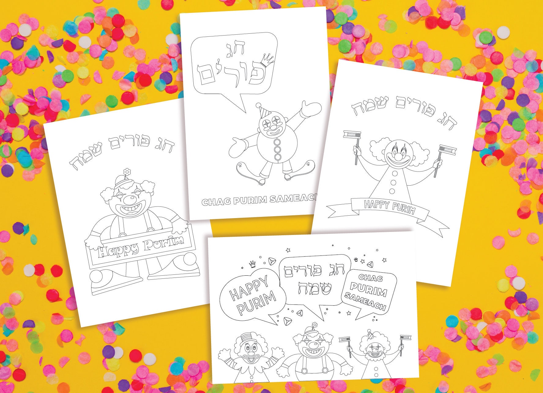 Purim Clowns Coloring Pages purim Jewish Holiday Kids Activities Jewish ...