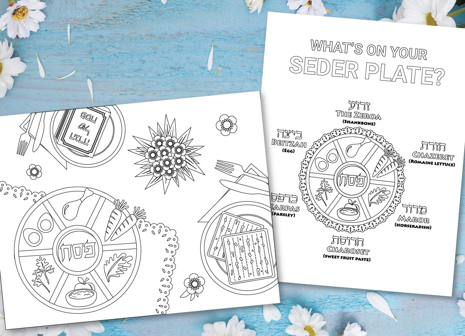 Passover Coloring Pages-passover Arts and Crafts Gift-jewish - Etsy