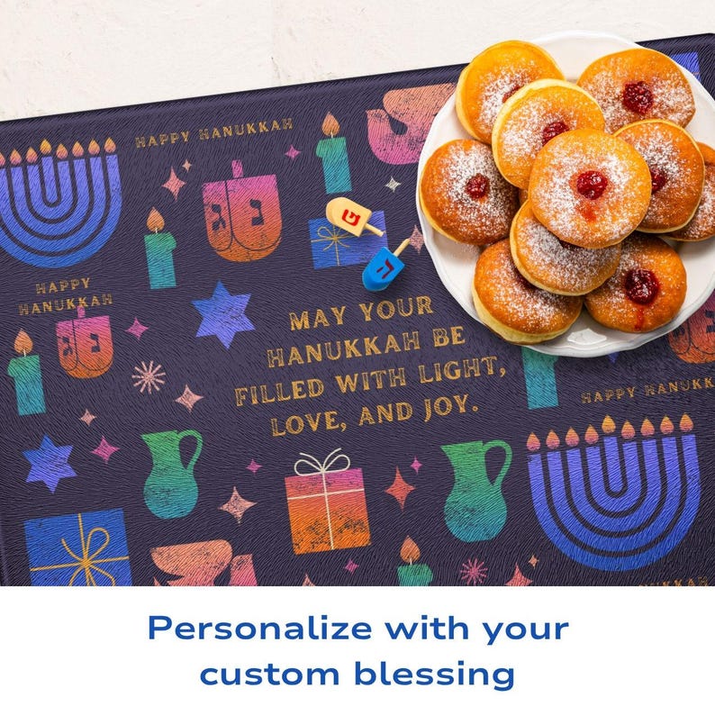 Personalized Hanukkah Menorah Drip Tray, Tempered Glass Cutting Board ...