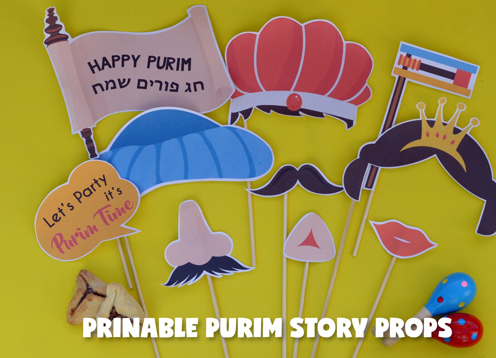 Purim Props, Printable PDF Toy, Purim DIY, Purim Carnival, Esther ...