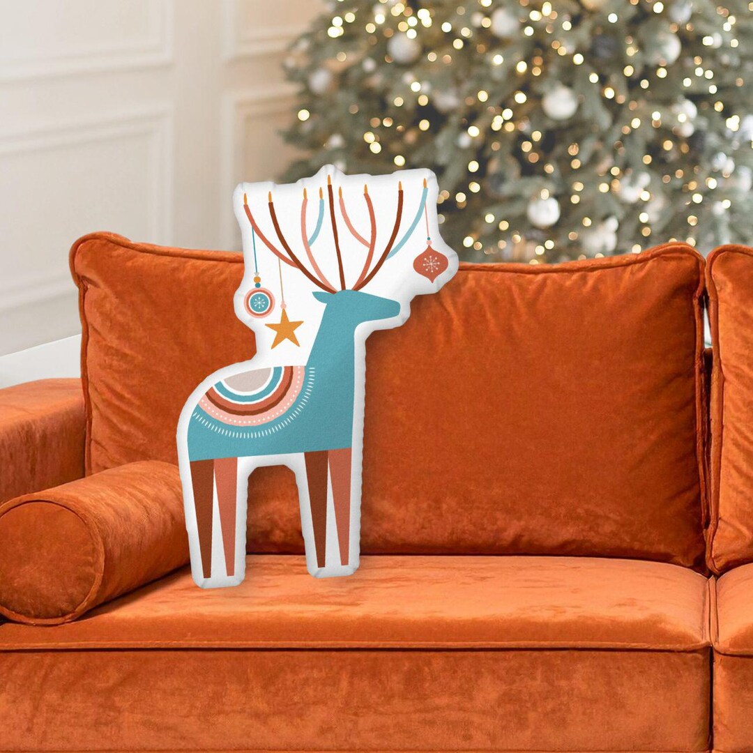Hanukkah Christmas Pillow Decor. Chrismukkah Reindeer Decor, Xmas and ...