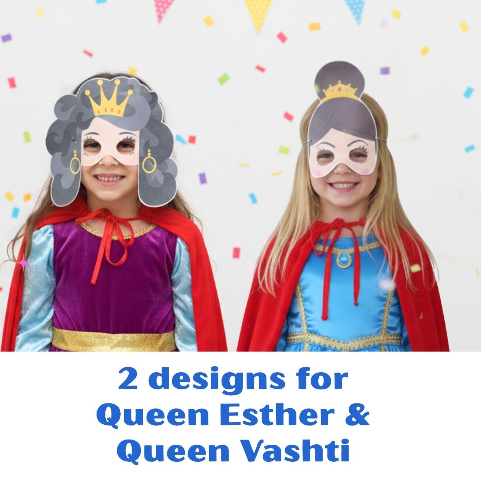 Purim Masks Bundle: Printable Costume Masks, Kids & Adults (digital ...