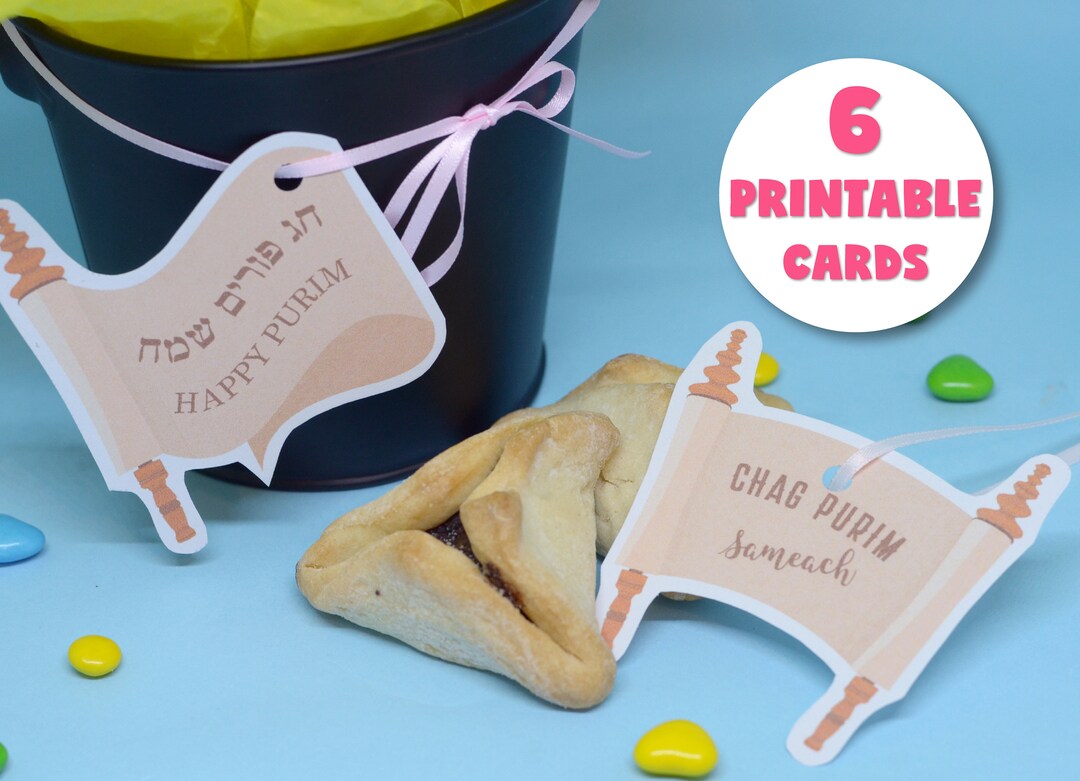 Purim Megillah Tags, Printable Purim Greeting Card, Purim Box, Purim ...