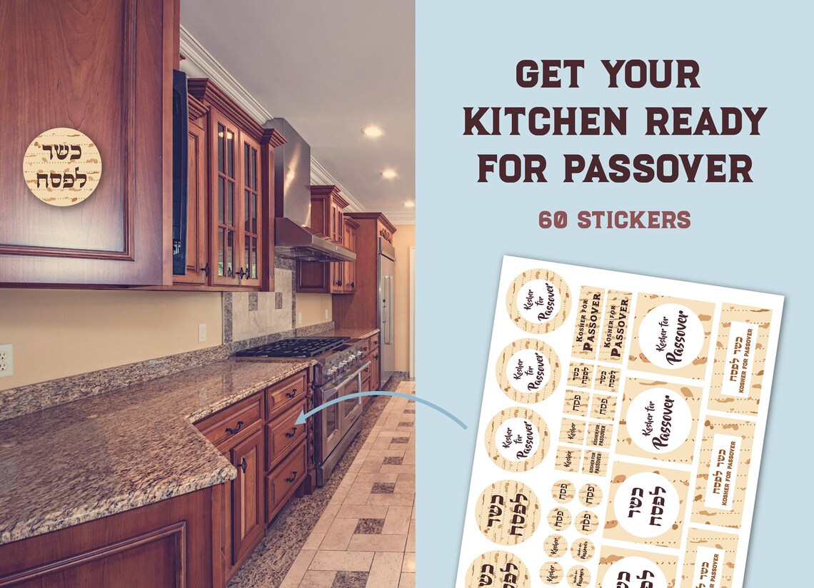 Kosher for Passover Stickers-60 Passover Icons Printable Stickers for ...