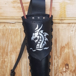 ARHCERY - Leather BACK Arrow QUIVER / Quiver for Arrows "black-silver ...