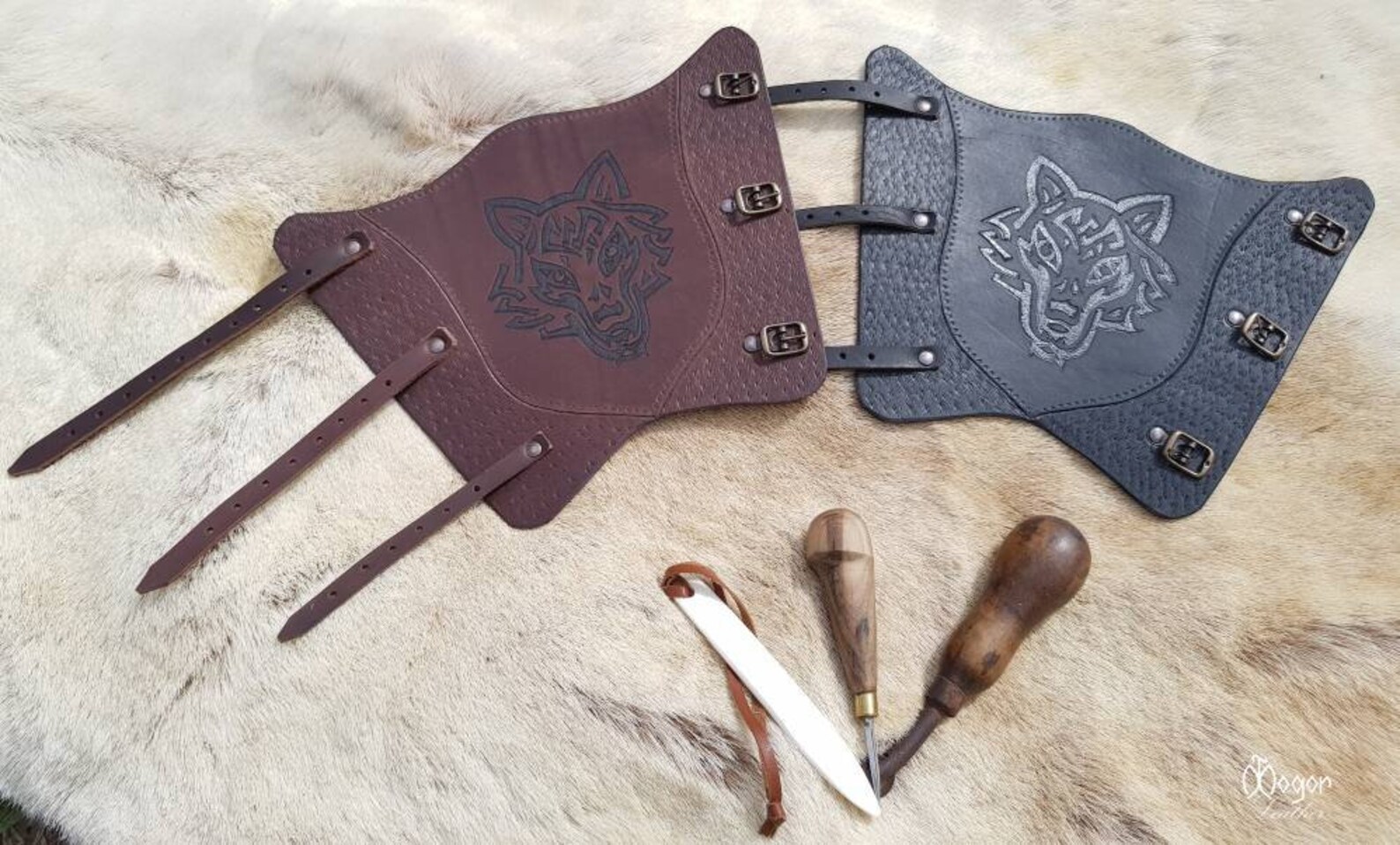 ARCHERY Leather Armguard/arm BRACER "wolf" - Etsy