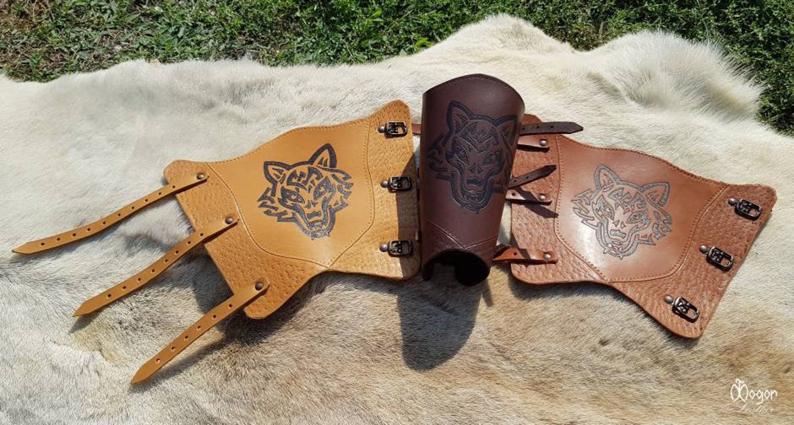 ARCHERY Leather Armguard/arm BRACER "wolf" - Etsy