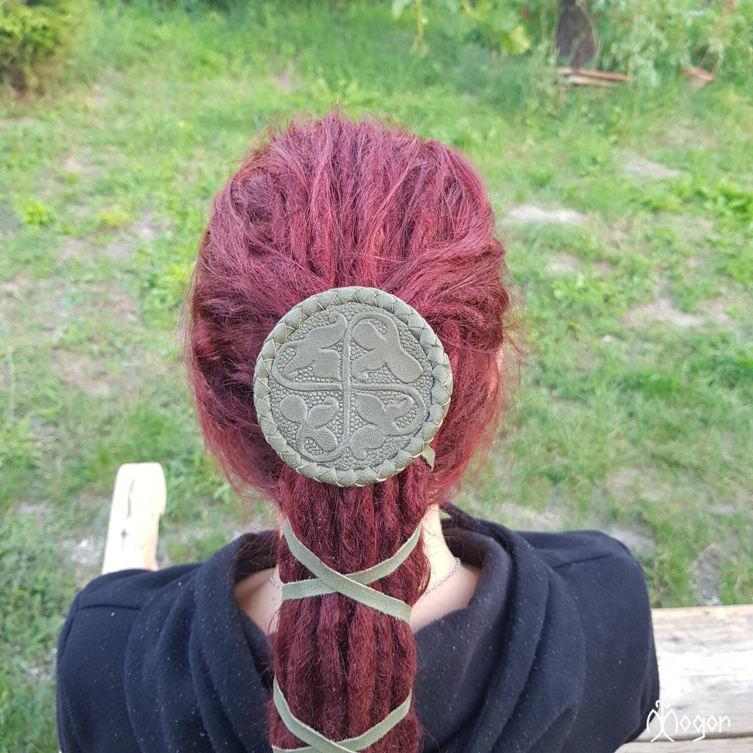 Medieval LEATHER HAIRBRAID ACCESSORIES Jewelry Green | Etsy