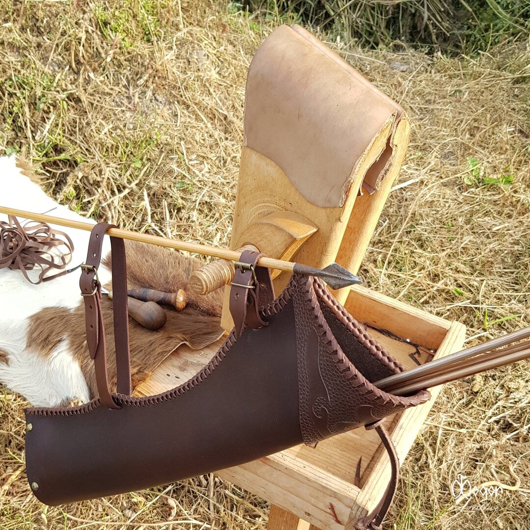 Traditional ARCHERY Side Quiver / Leather Hip ARROW QUIVER "brown-tatar ...