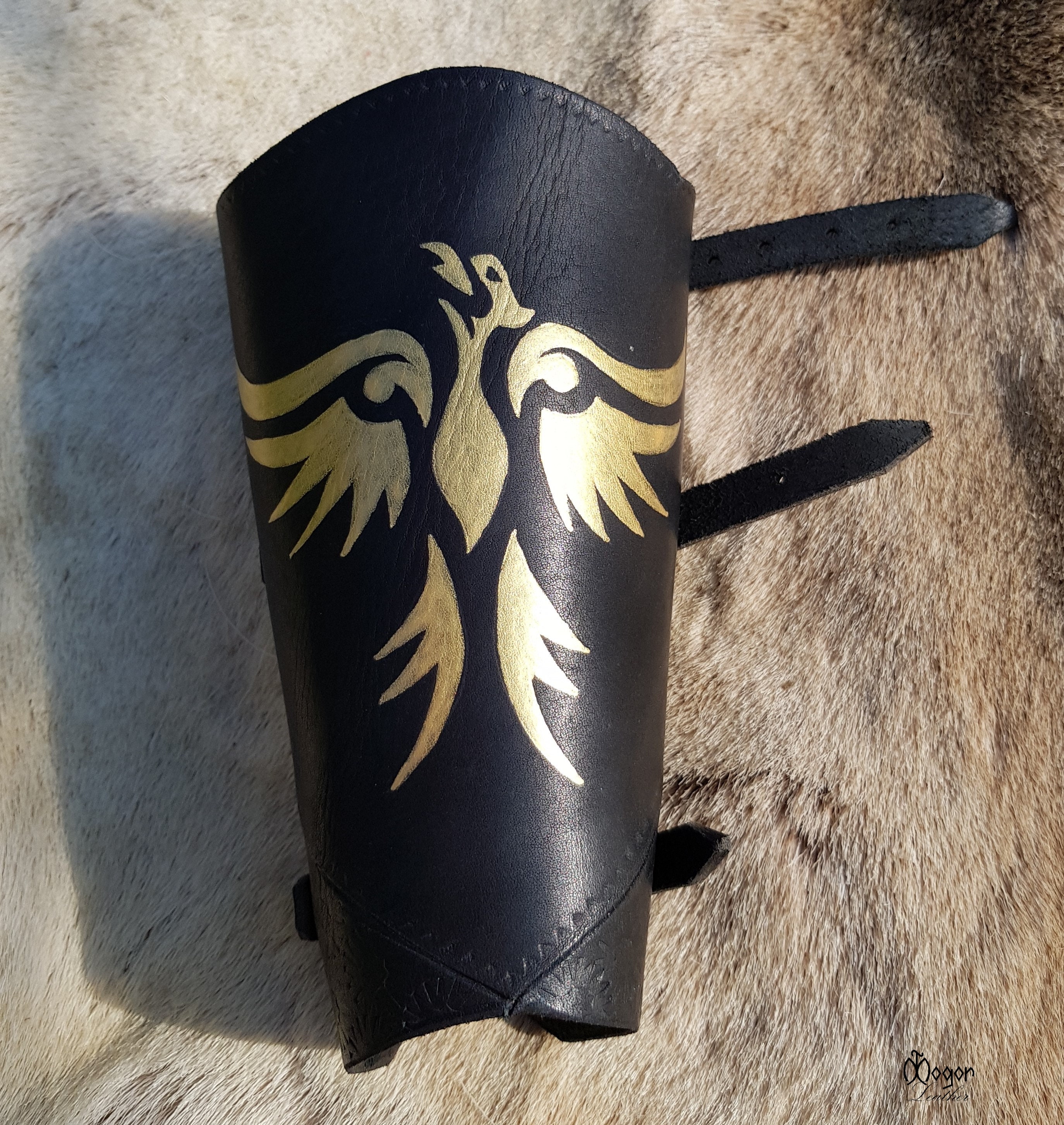 ARCHERY Leather Arm BRACER/ARMGUARD "black-golden Phoenix" - Etsy