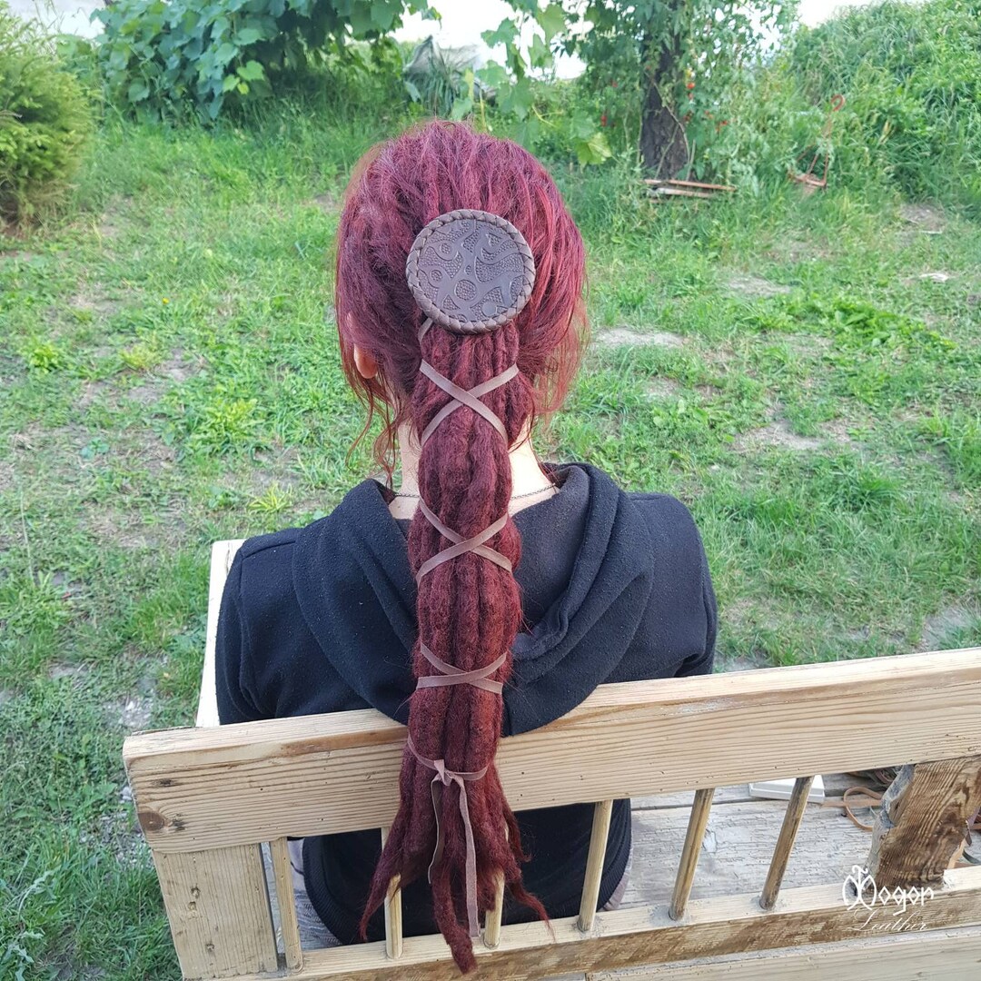 Medieval LEATHER HAIRBRAID ACCESSORIES - Jewelry "brown Galospetri" - Etsy