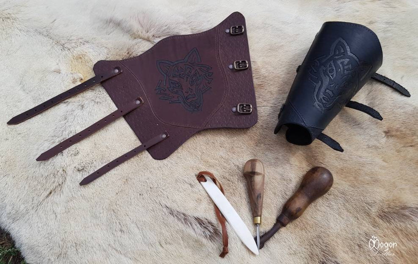 ARCHERY Leather Armguard/arm BRACER "wolf" - Etsy