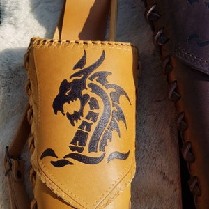ARHCERY - Leather BACK Arrow QUIVER / Quiver for Arrows "fantasy Dragon ...