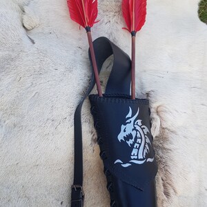 ARHCERY - Leather BACK Arrow QUIVER / Quiver for Arrows "black-silver ...