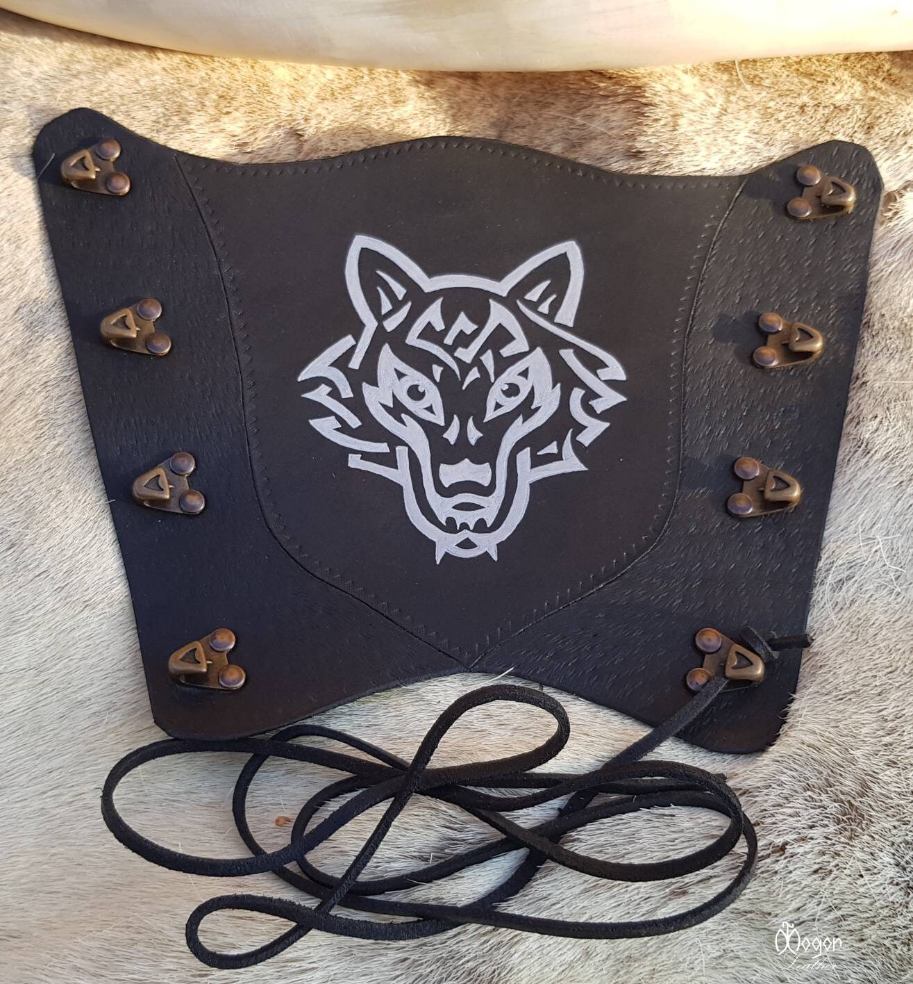 ARCHERY Leather Armguard/arm BRACER "silver Wolf" - Etsy