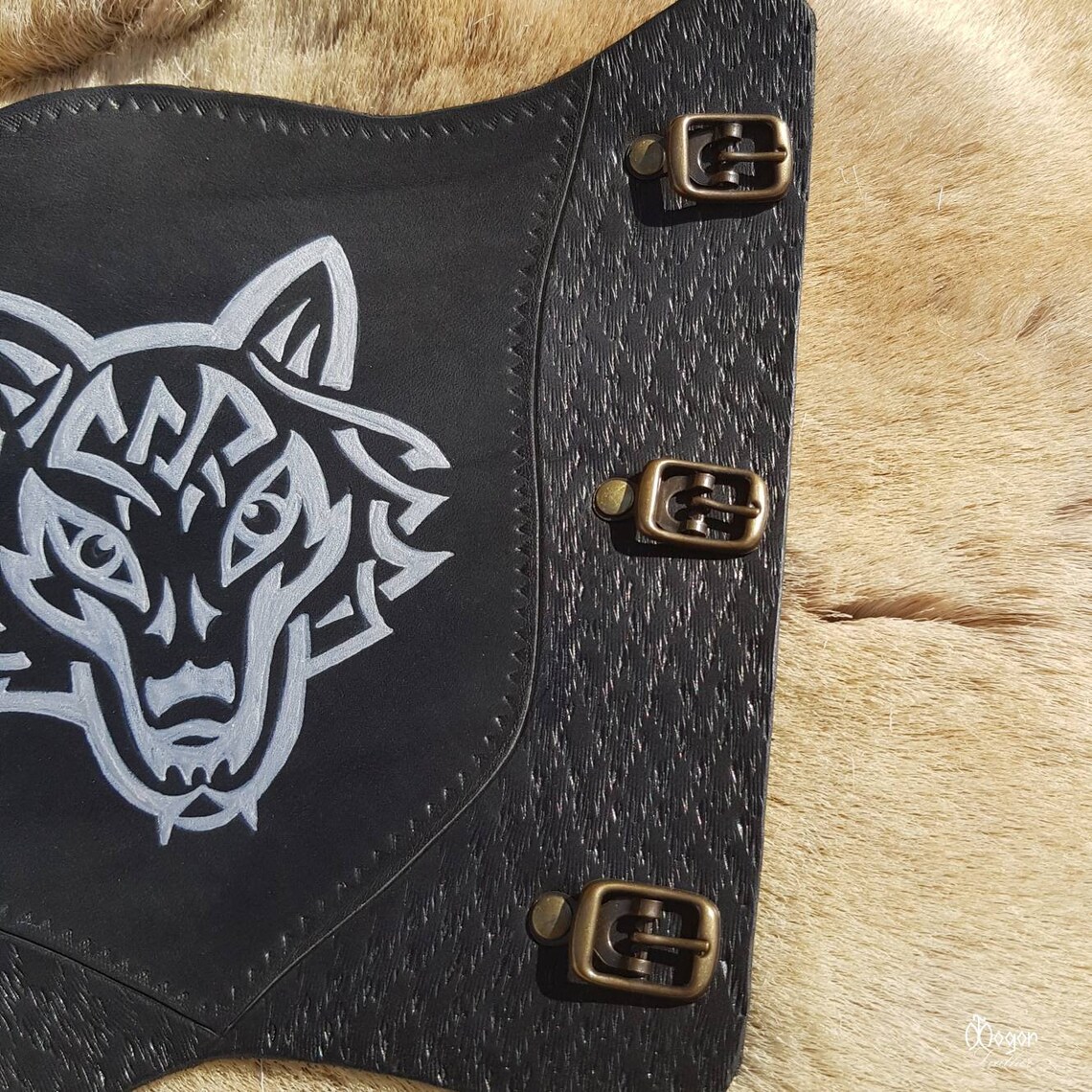 ARCHERY Leather Armguard/arm BRACER "silver Wolf" - Etsy