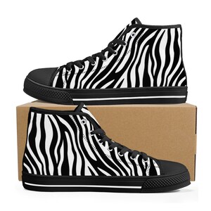 Zebra Print Hi Top Sneakers - Etsy