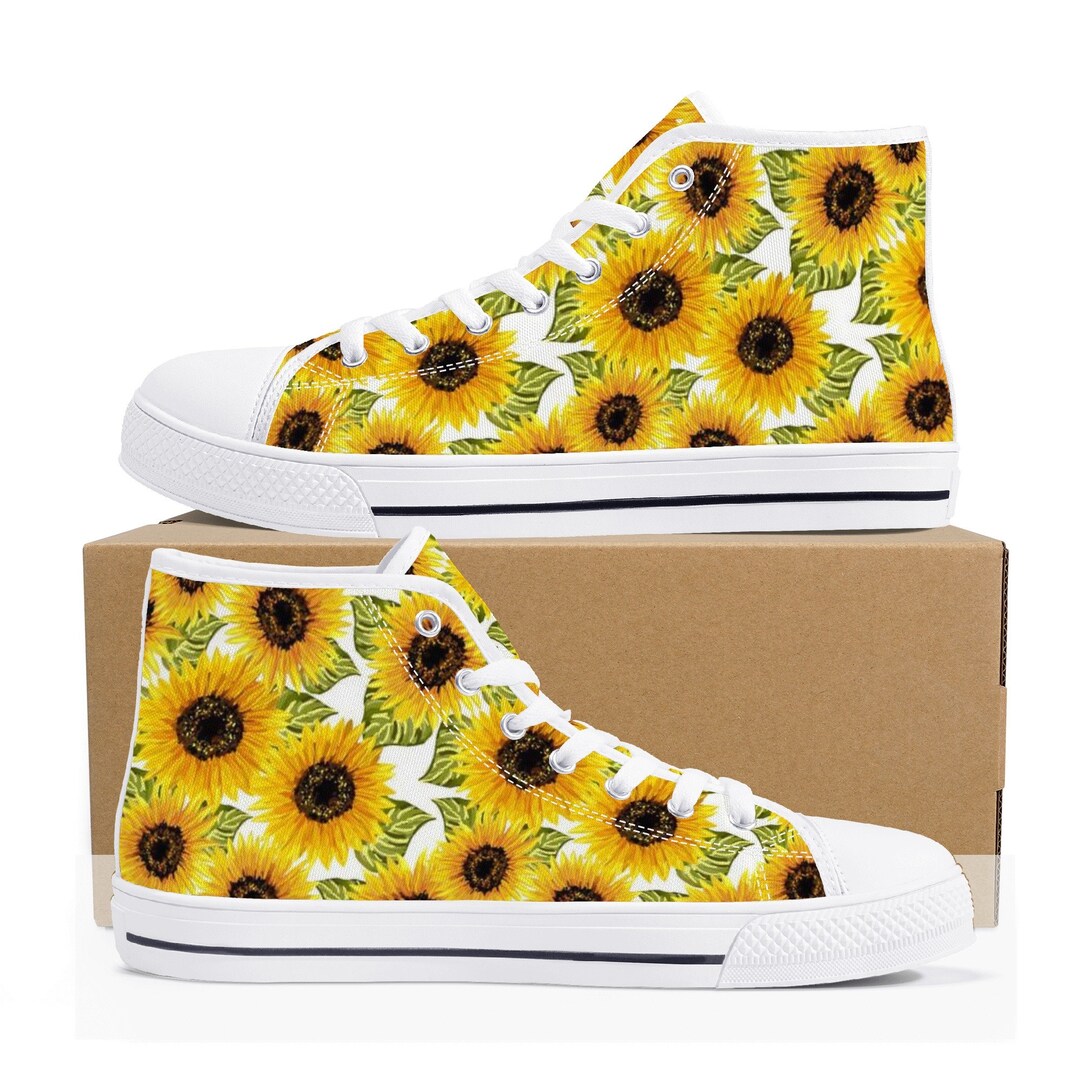 Sunflower Shoes, High Top Floral Sneakers - Etsy