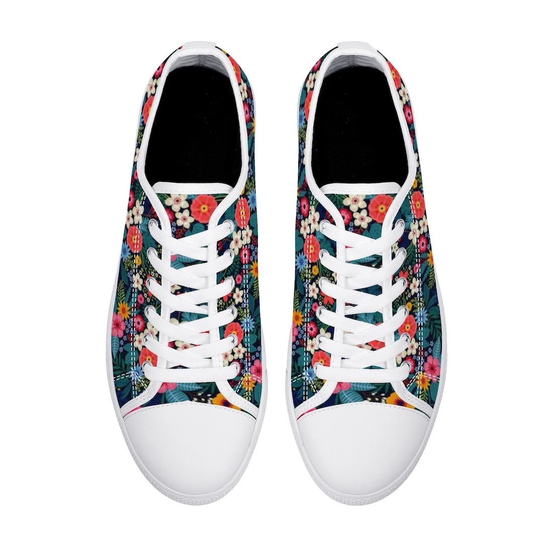 Floral Print Sneakers, Flowers Tennis Shoes - Etsy