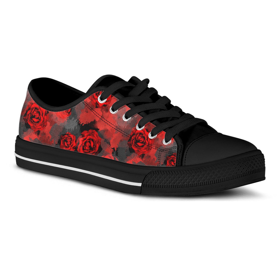 Red Rose Sneakers Floral Tennis Shoes - Etsy