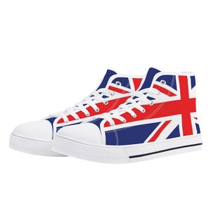 Union Jack Sneakers, UK Flag Shoes, British Flag Hi Tops - Etsy