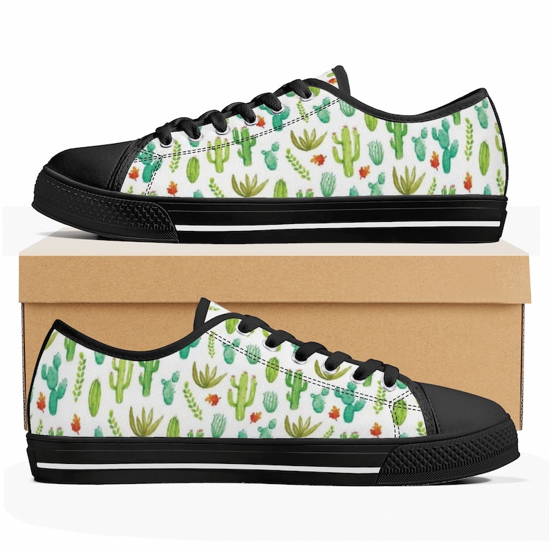 Cactus Shoes Canvas Sneakers Vegan Tennis Shoes - Etsy