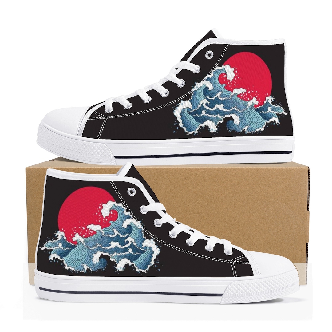 High Top Sneakers With Japanese Print - Etsy