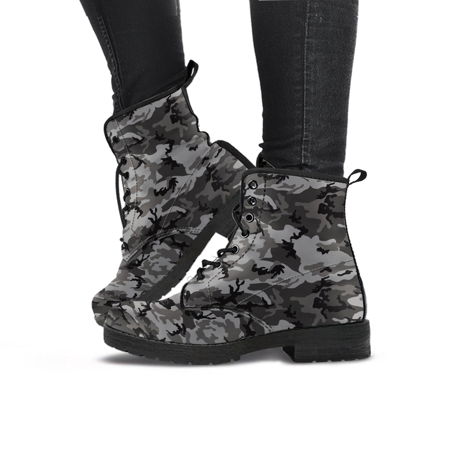Black camouflage combat boots | Etsy