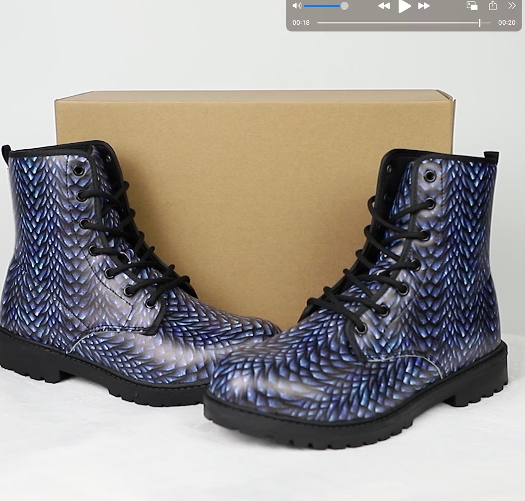 Dragon Skin Vegan Leather Combat Boots - Etsy