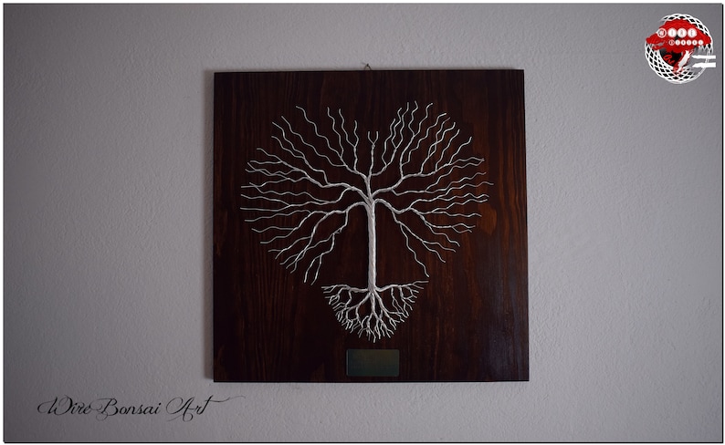Wire Tree on the Wall Heart Shaped Tree Engraved - Etsy