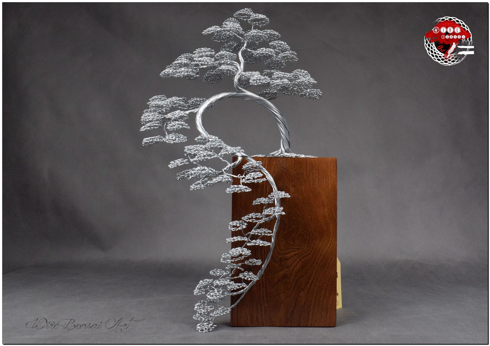 Large Metal Wire Bonsai Tree Sculpture: Engraved Oak Base - Etsy