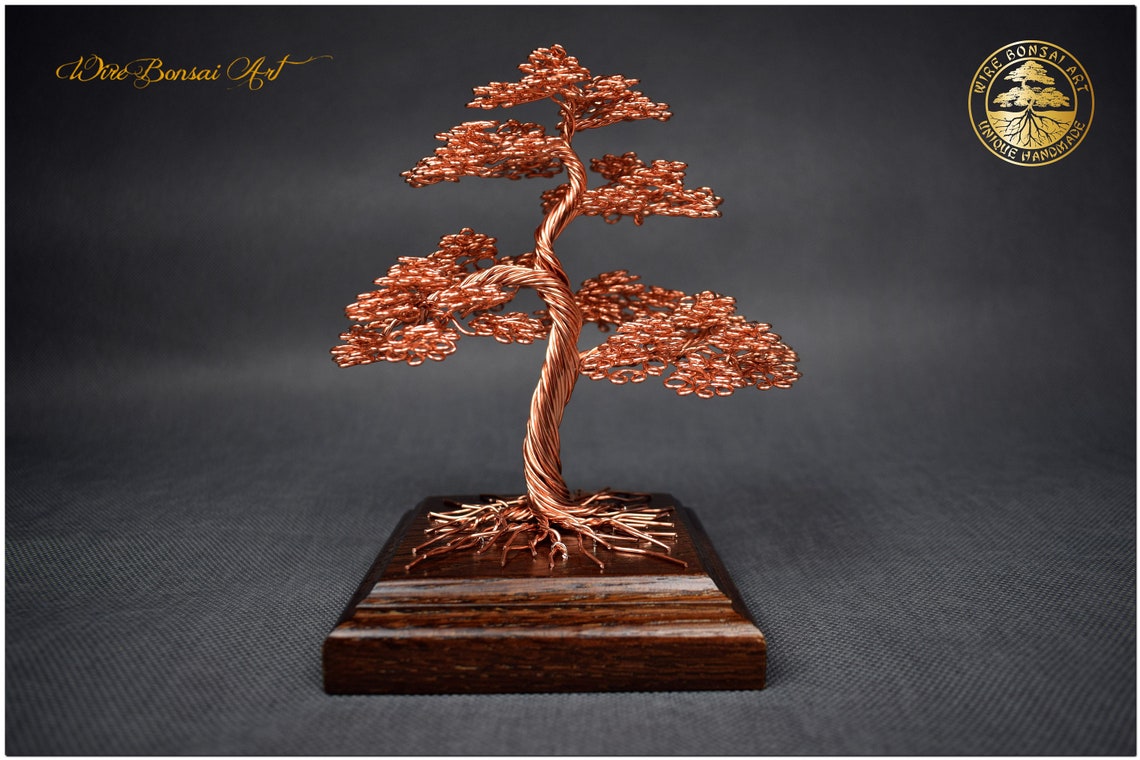 Mini Wire Bonsai Tree Made of Copper Engraved Dedication - Etsy