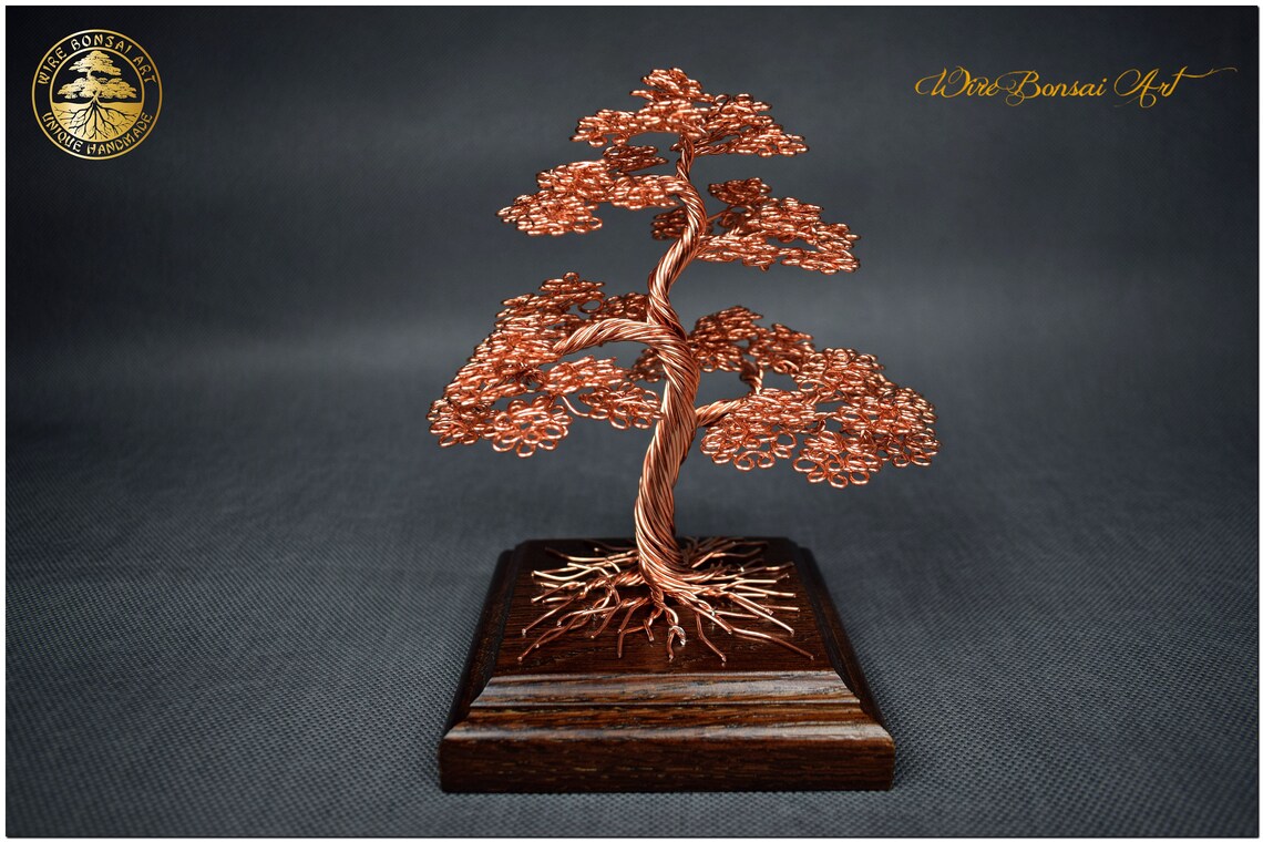 Mini Wire Bonsai Tree Made of Copper Engraved Dedication | Etsy