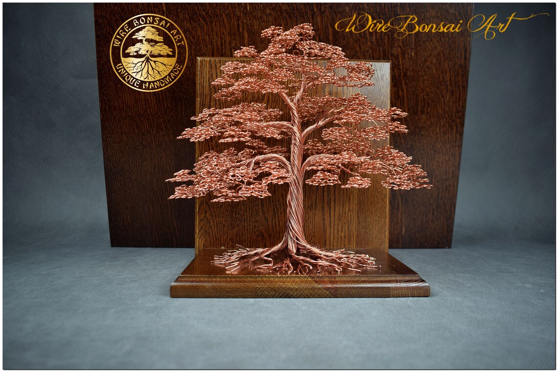 Bigger Copper Wire Bonsai Tree | Copper Anniversary | Engraved ...