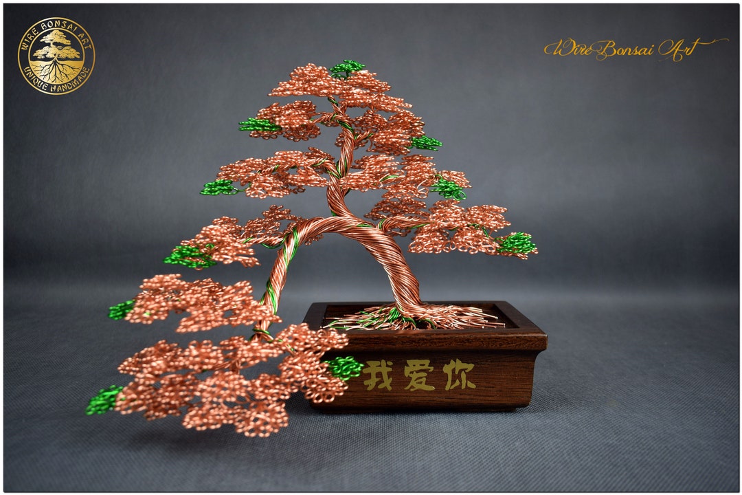 Copper Bonsai Tree in an Oak Pot | Copper 7th Wedding Anniversary ...