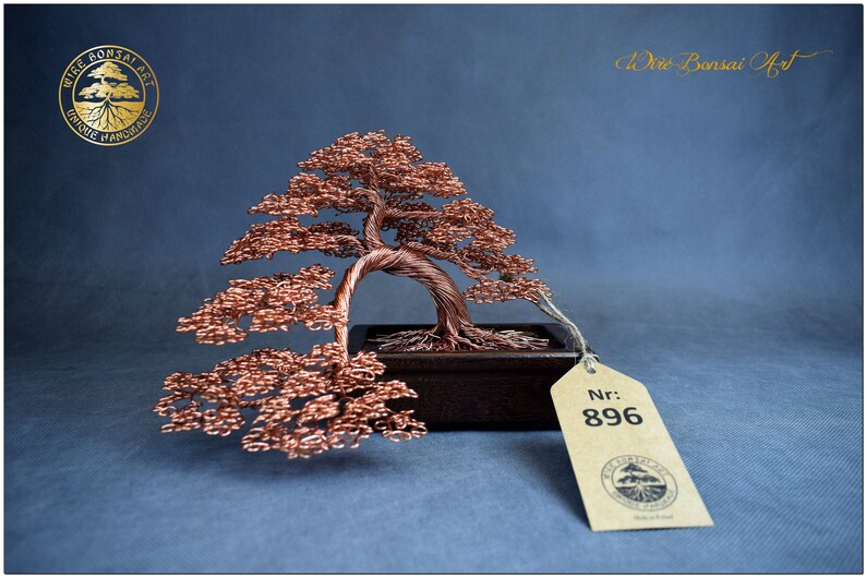 Copper Wire Bonsai Tree in an Oak Pot. | Etsy