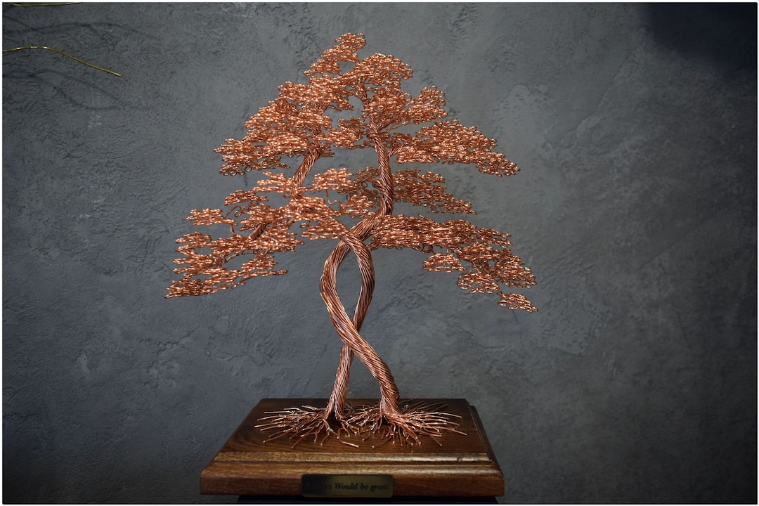 Copper Wire Bonsai Tree | 7th Anniversary | Engraved Dedication | Tree ...