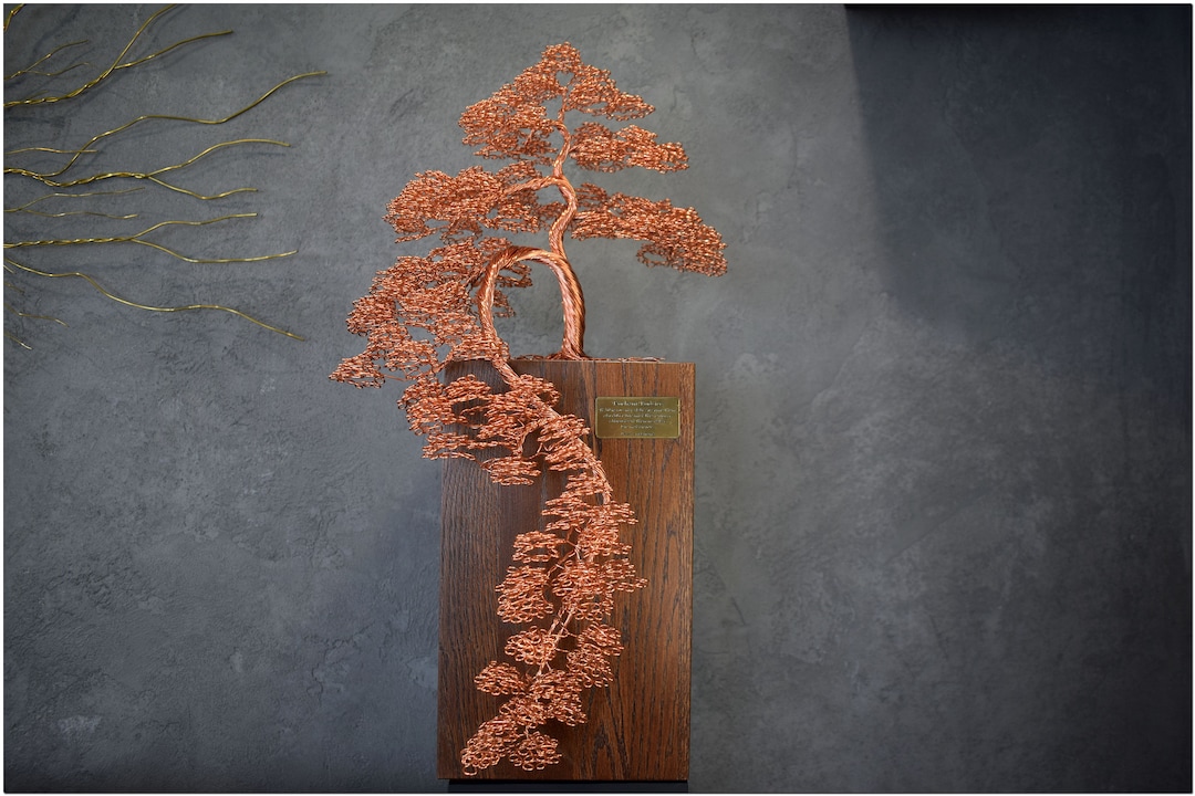 Large Copper Wire Bonsai Tree | 7 Year Wedding Anniversary | Engraved ...