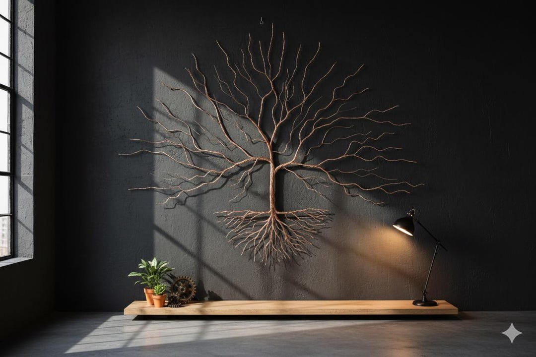 Copper Wire Tree Wall Art: Engraved Family Tree, Japanese Zen Decor - Etsy
