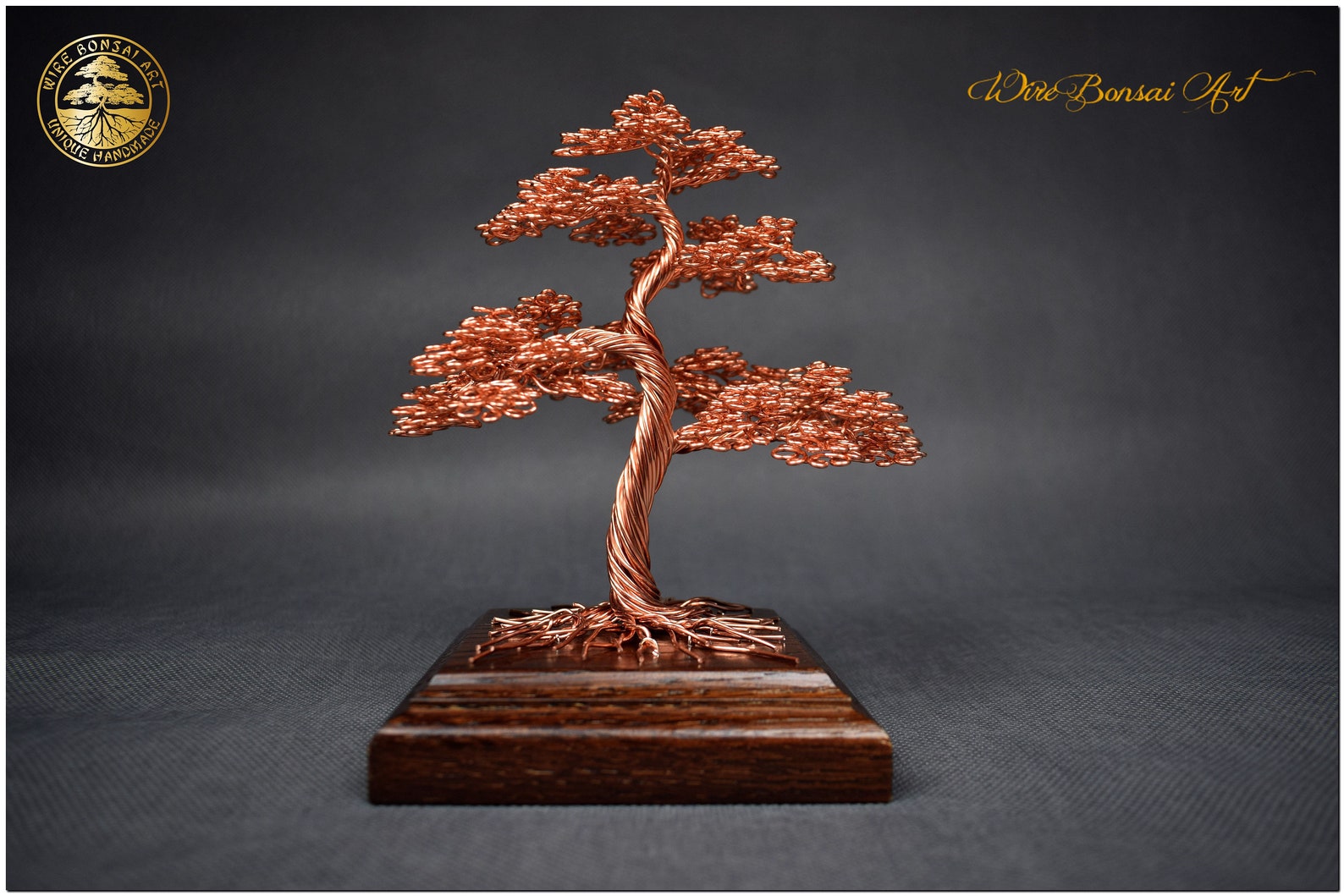 Mini Wire Bonsai Tree Made of Copper Engraved Dedication | Etsy