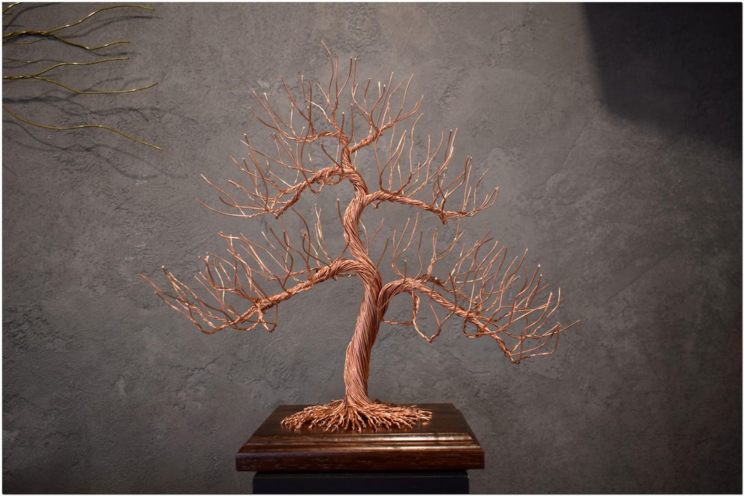 Copper Bonsai Tree: Handmade Jewelry Hanger, Engraved Dedication - Etsy
