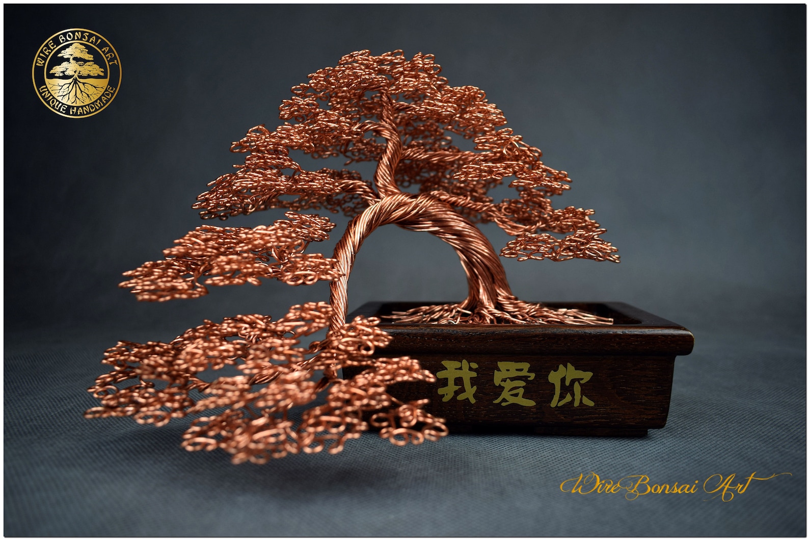 Copper Wire Bonsai Tree in an Oak Pot. | Etsy