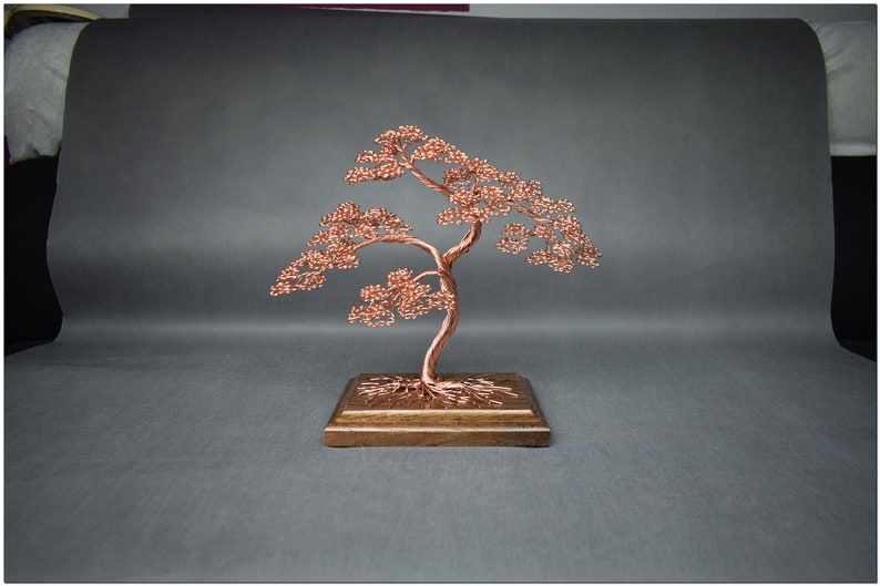 Copper Wire Bonsai Tree Engraved Dedication 7th Year - Etsy