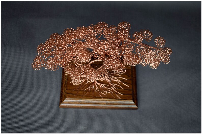 Copper Wire Bonsai Tree Engraved Dedication 7th Year - Etsy