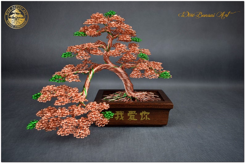 Copper Bonsai Tree in an Oak Pot | Copper 7th Wedding Anniversary ...