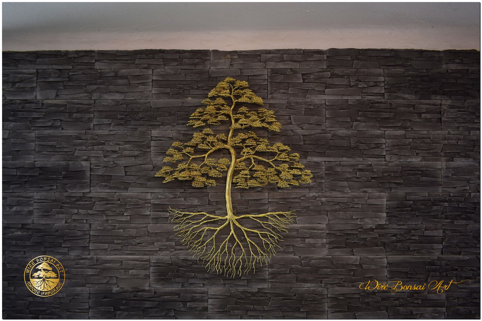 Wire Tree on the Wall Brass 3D Effect Main Decoration of the - Etsy