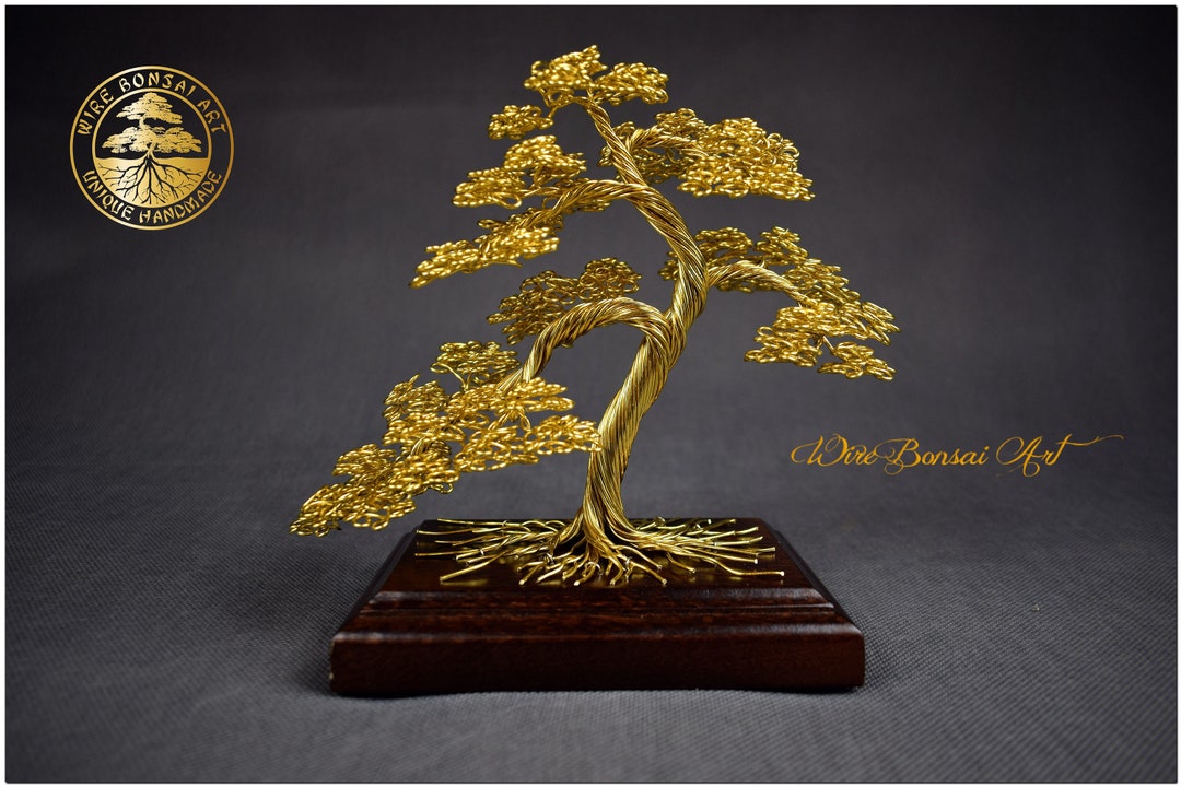 Brass Wire Bonsai Tree | Engraved Dedication | Memorial Tree | Gold ...