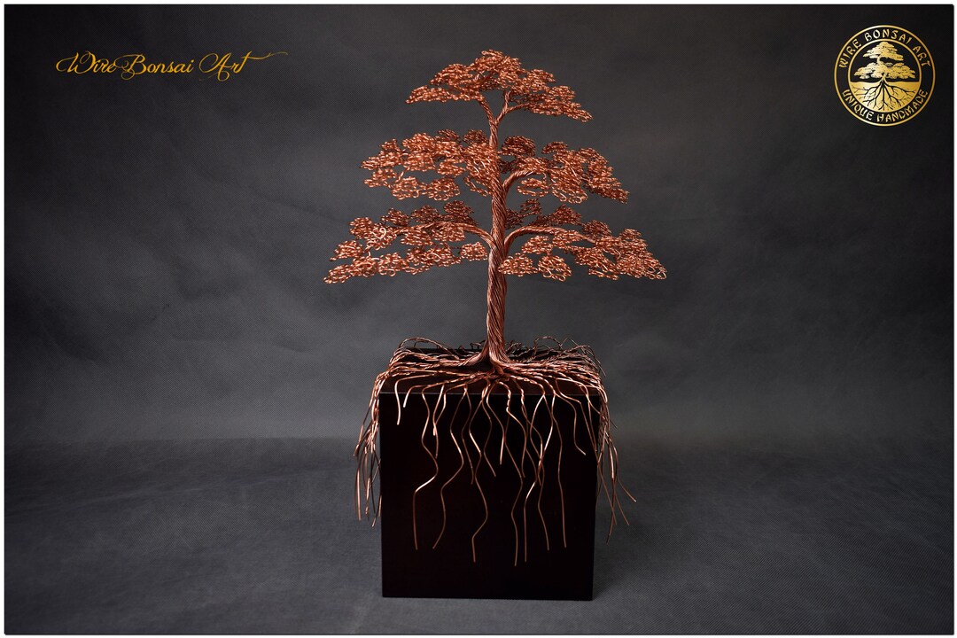 Copper Wire Bonsai Tree | Long Roots | 7th Anniversary | Engraved ...