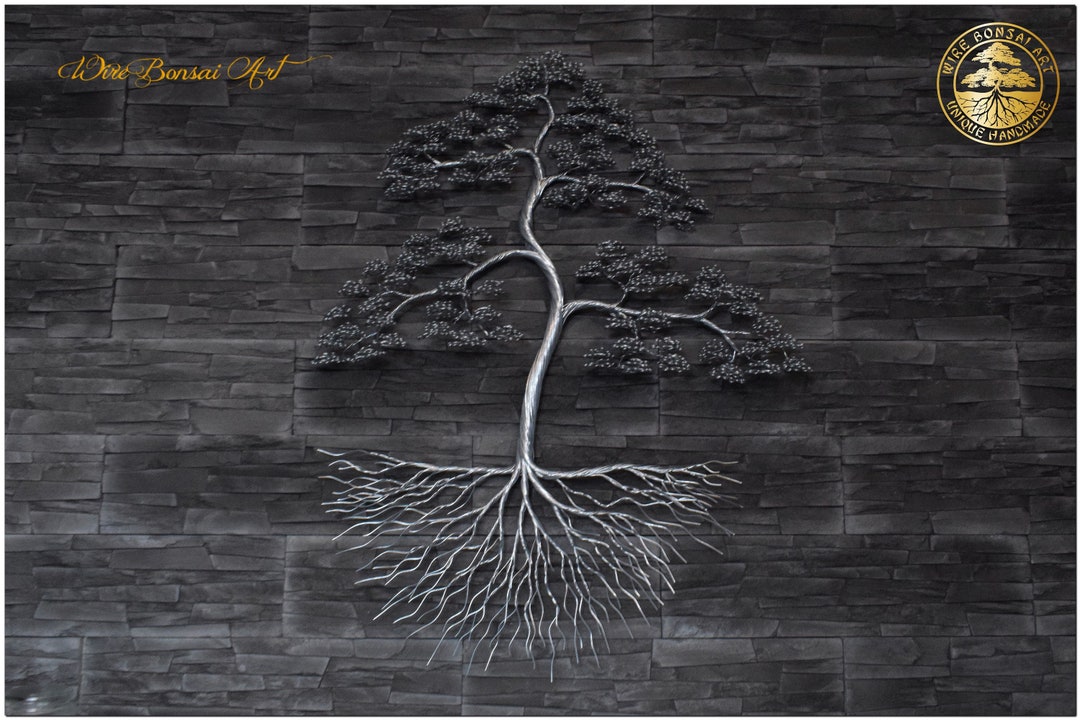 Wire Tree on the Wall 3D Effect Oriental Living Room Decoration Steel ...